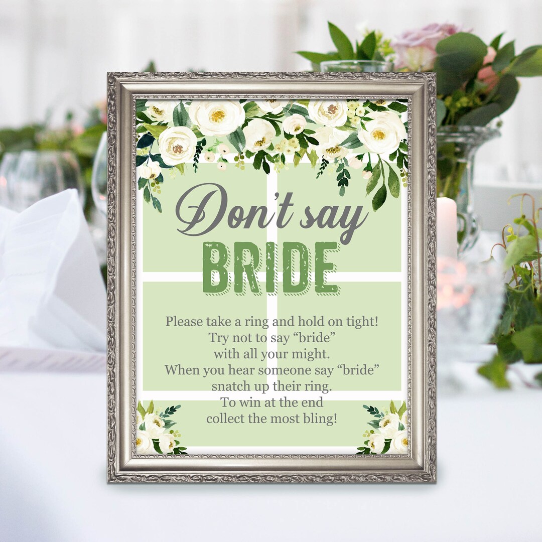 Printable Don't Say Bride Game, Bridal Shower Game Sign, Tennis Bridal ...