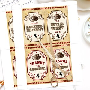 Western Printable Wine Labels, Wild West Birthday Party, Instant ...