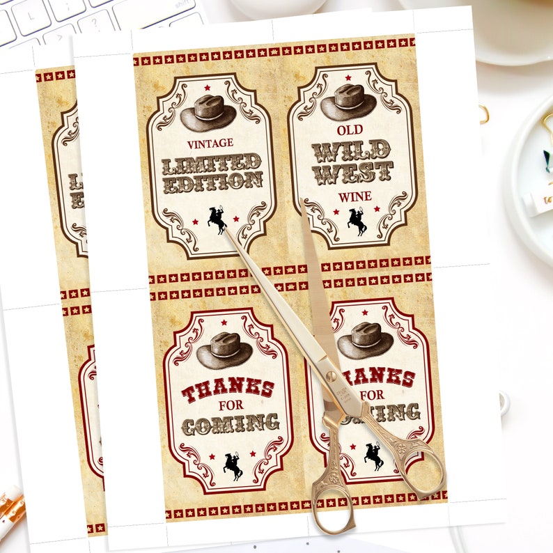 Western Printable Wine Labels Wild West Birthday Party - Etsy