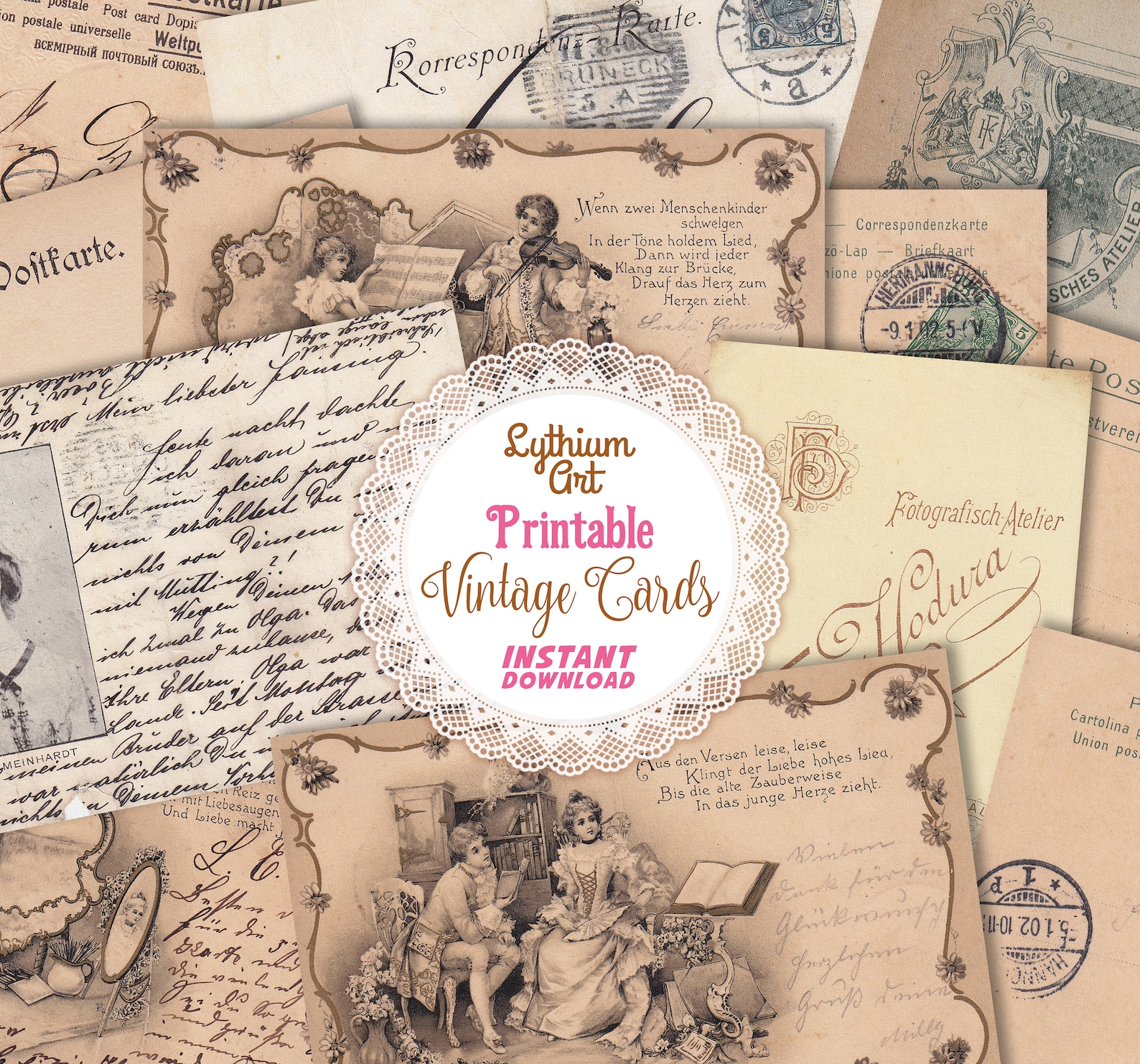 Printable Vintage Cards Instant Download Printable Papers - Etsy