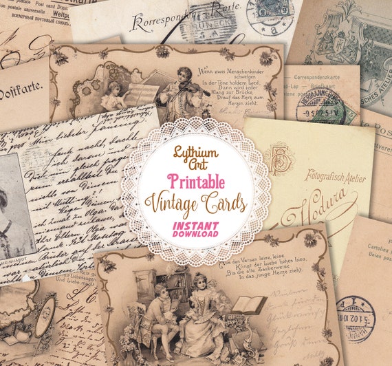 Printable Vintage Cards, Instant Download, Printable Papers, Ephemera ...