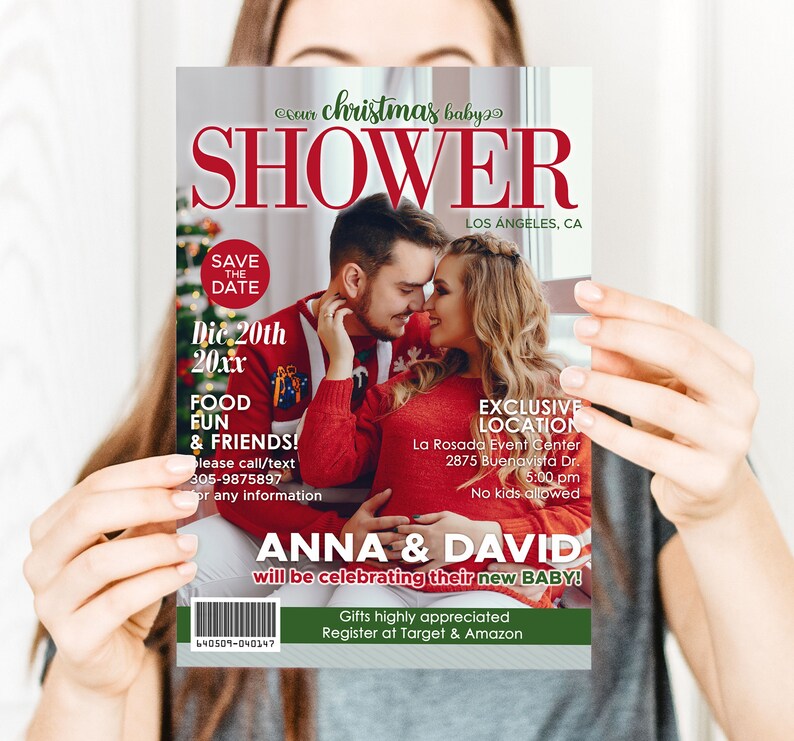 Couples Baby Shower Invitation Magazine Cover Invite Gender - Etsy