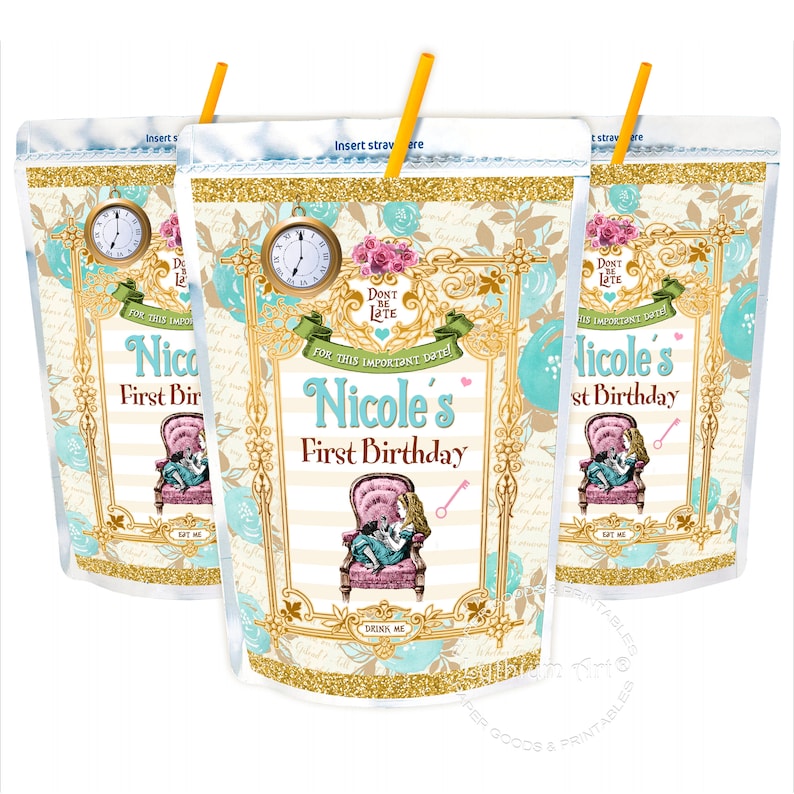 Alice in Wonderland Capri Sun Labels Custom Caprisun Labels - Etsy
