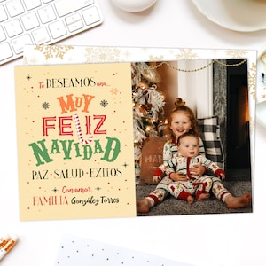 Printable Christmas Photo Card, Spanish Christmas Greeting Card, Feliz ...