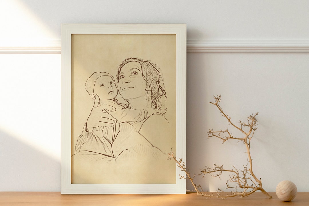 Custom Outline Portrait, One Line Drawing, Outline Drawing, Minimalist ...