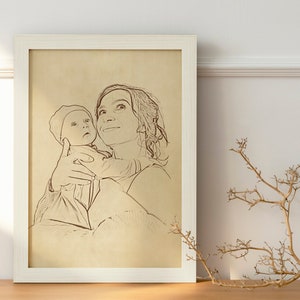 Custom Outline Portrait, One Line Drawing, Outline Drawing, Minimalist ...