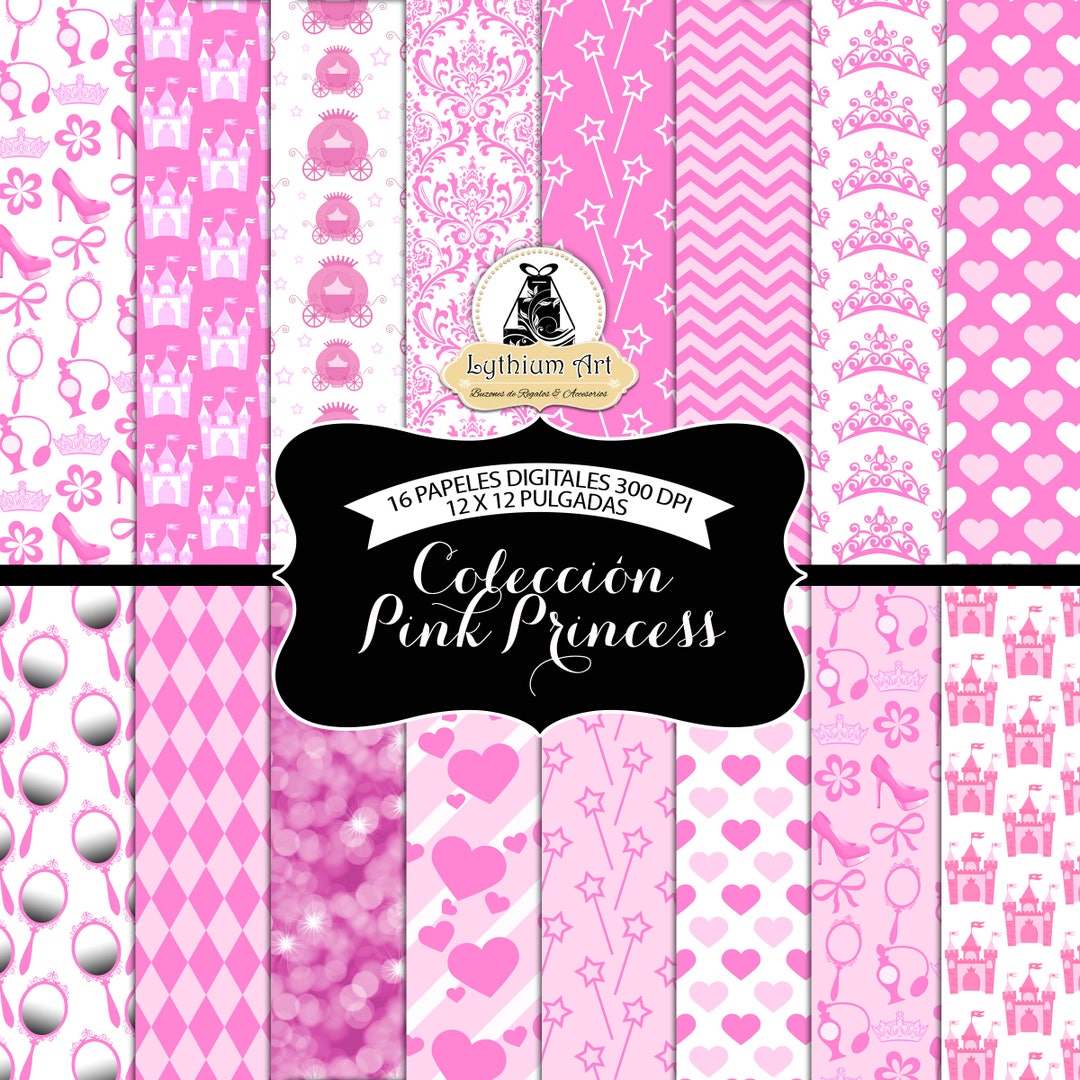 Pink Princess Digital Paper, Princess Paper, Princess Scrapbook Paper ...