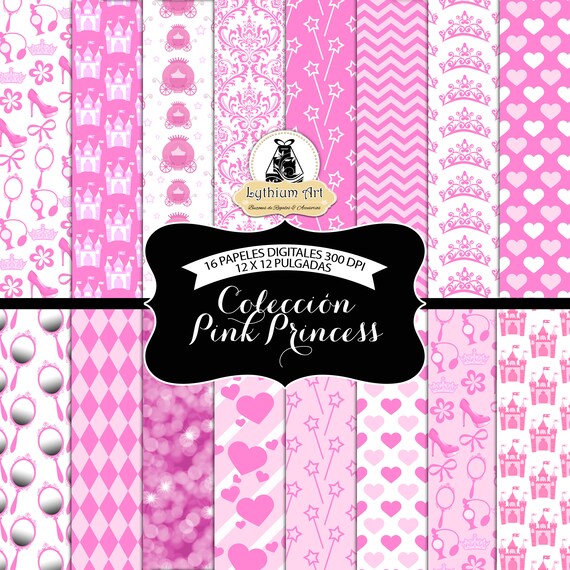 Pink Princess Digital Paper Princess Paper Princess - Etsy