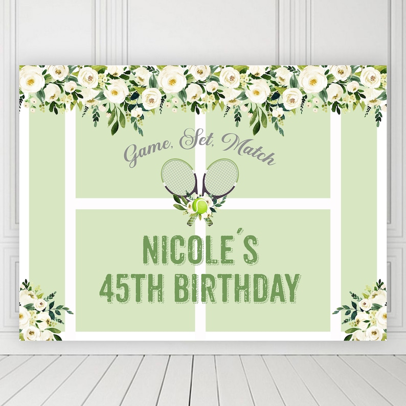 Tennis Party Backdrop, Personalized and Printable Banner for Tennis ...