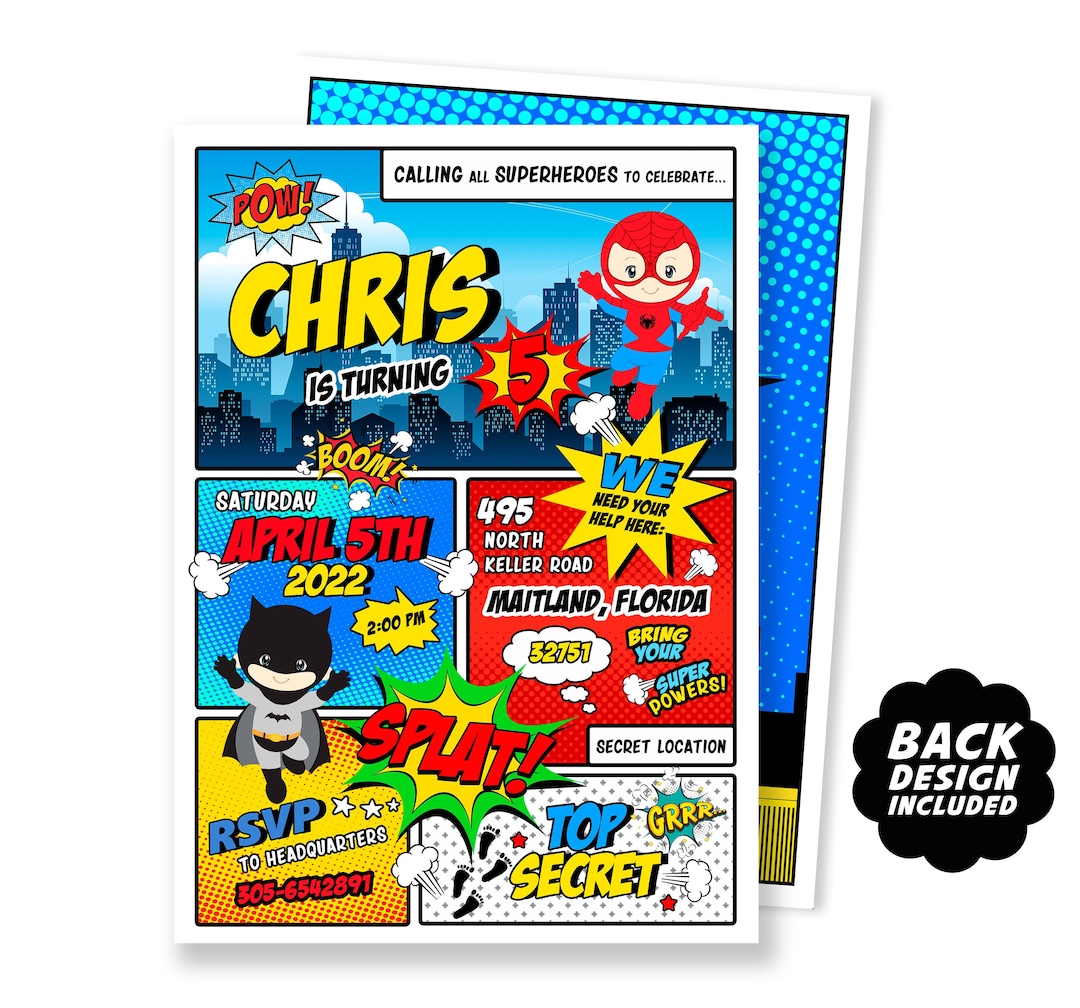 Comic Book Birthday Invitation, Printable and Personalized Party ...