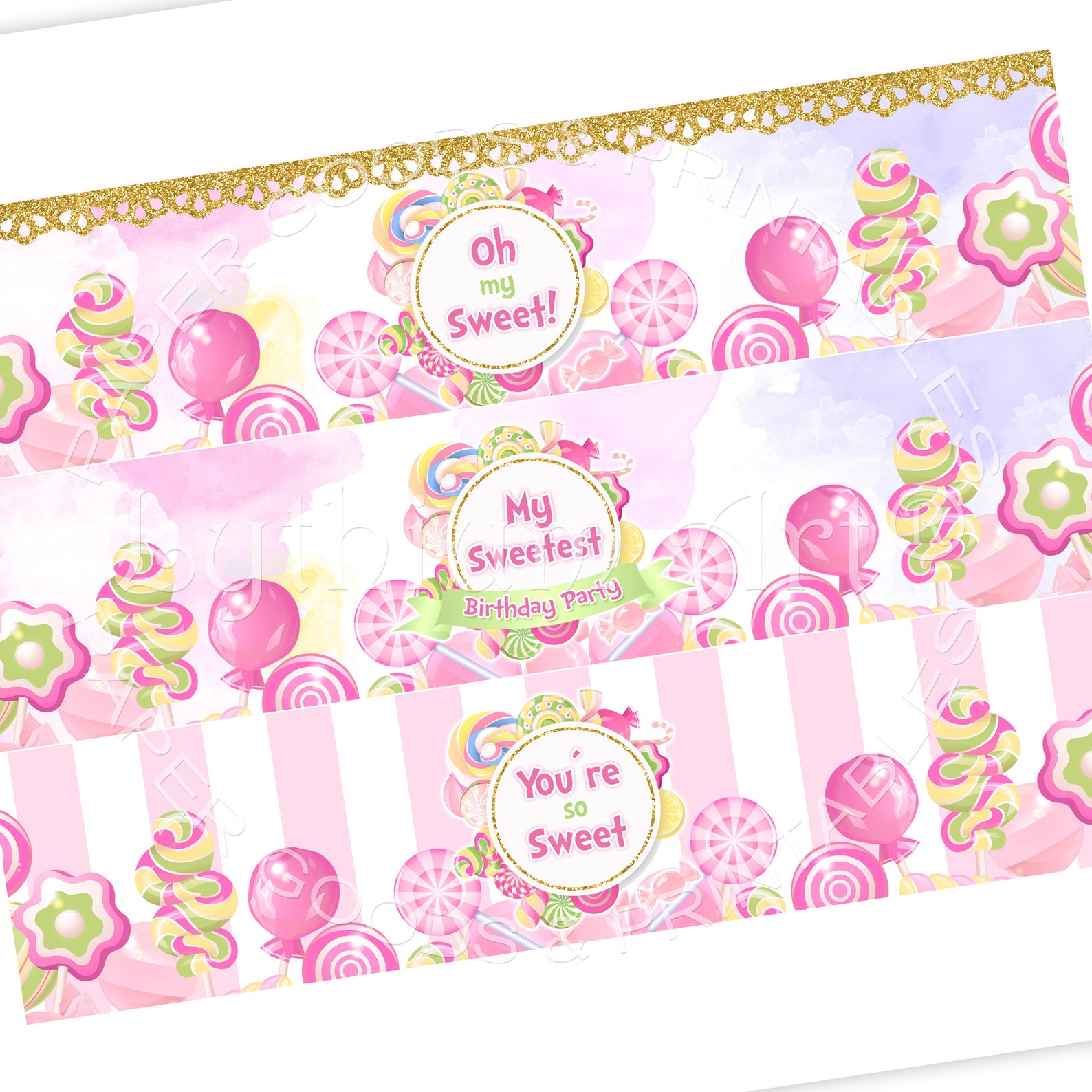 Candyland Water Bottle Labels INSTANT DOWNLOAD Sweets Party - Etsy Canada
