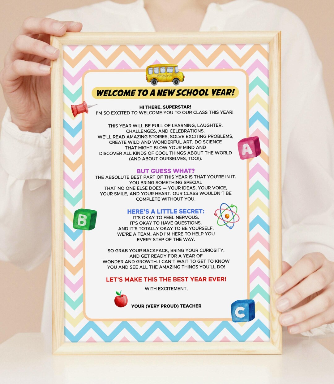 Back to School Welcome Letter From Teacher, Instant Download, First Day ...