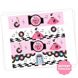 50s Sock Hop Bottle Labels, Instant Download, Sock Hop Party Labels ...