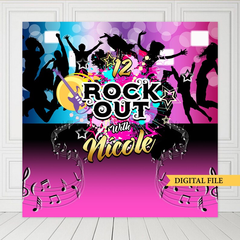 Rock Star Party Backdrop Birthday Party Banner Any Wording - Etsy Canada