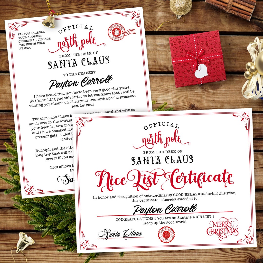 Editable Santa Letter and Nice List Certificate, Instant Download ...