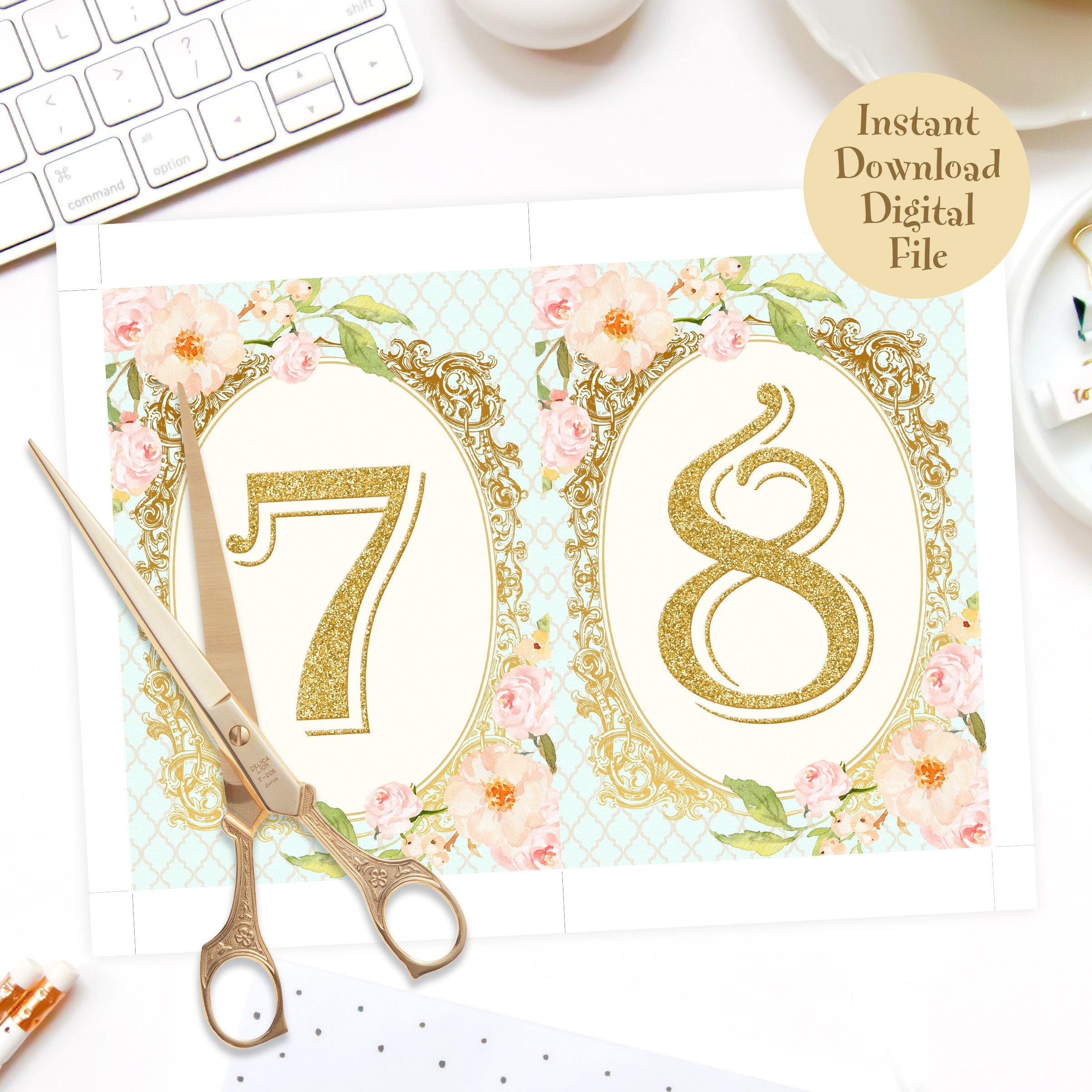 Floral Table Numbers Instant Download Printable Table - Etsy