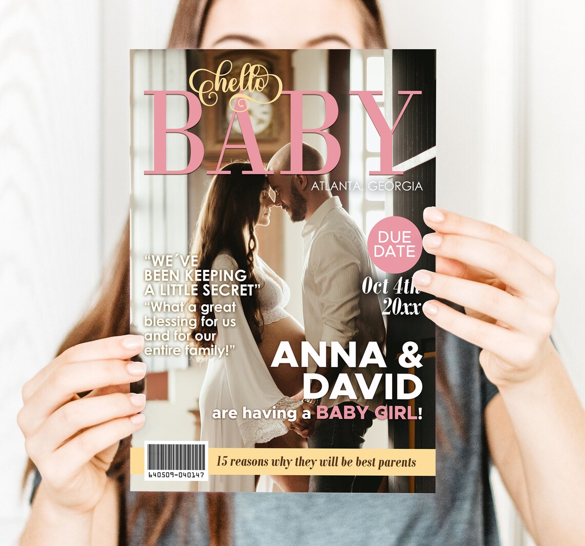 Pregnancy Announcement Magazine Cover Digital Pregnancy - Etsy