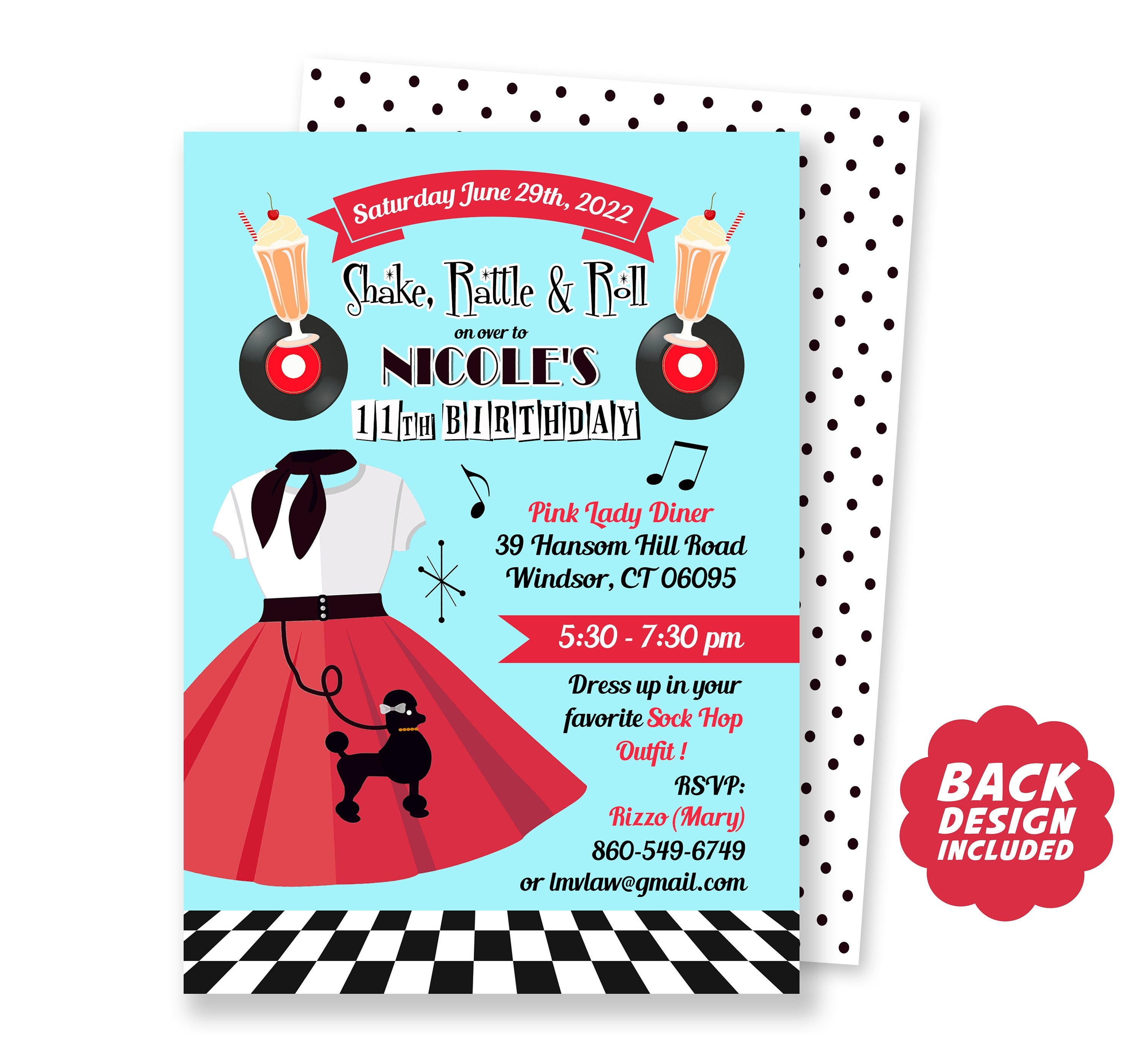 1950 S Theme Invitations Printable Retro Style Cocktails Poster Or
