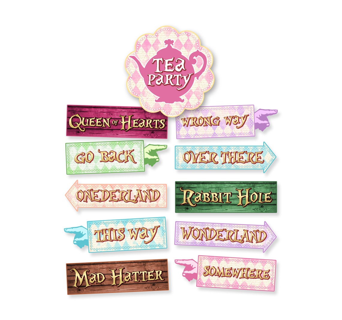 ALICE IN WONDERLAND Printable Signs Instant Download | Etsy