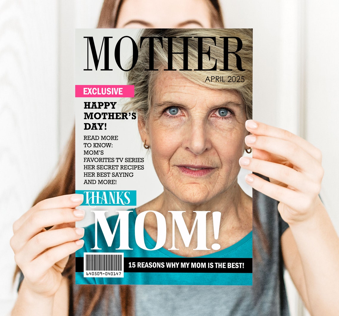 Personalized Mothers Day Magazine Cover Printable A4 | Etsy España