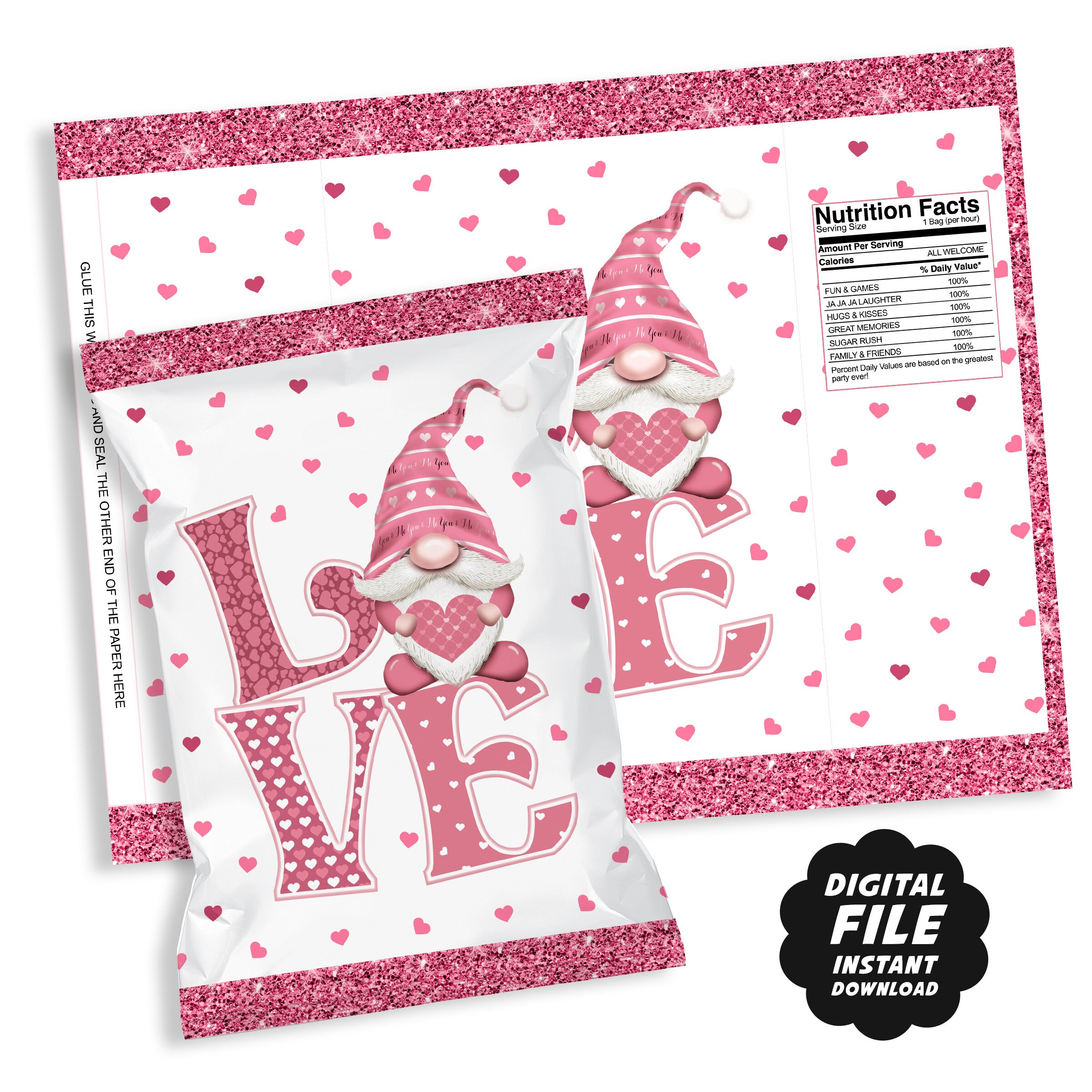 Valentine's Day Chip Bag Instant Download DIY Kids - Etsy