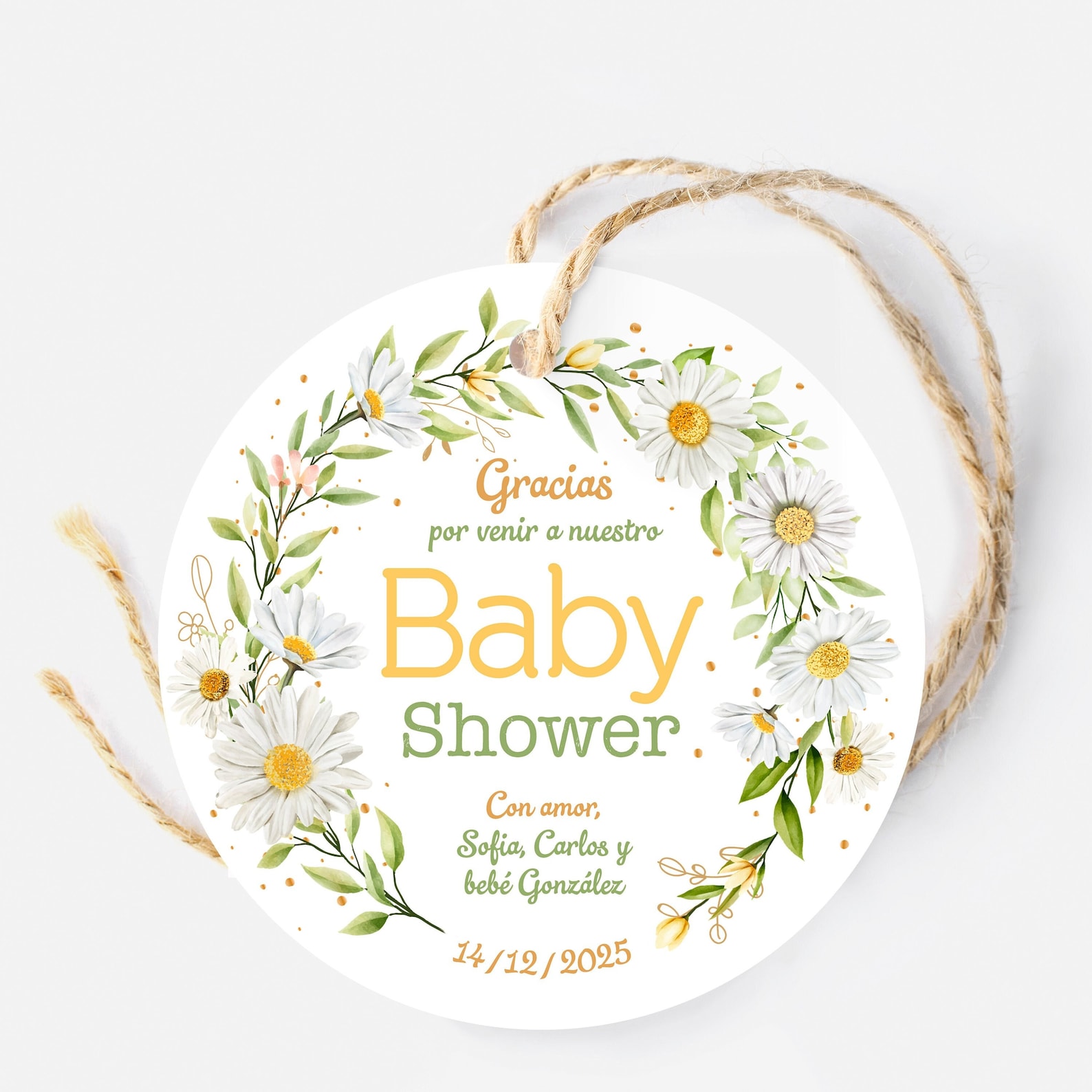 Daisy Round Tag Printable and Personalized Daisy Label Baby - Etsy