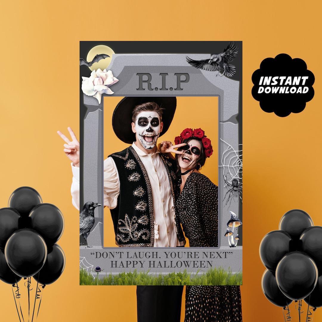 Halloween Photo Booth Frame, Graveyard Tombstone Halloween Party Photo ...