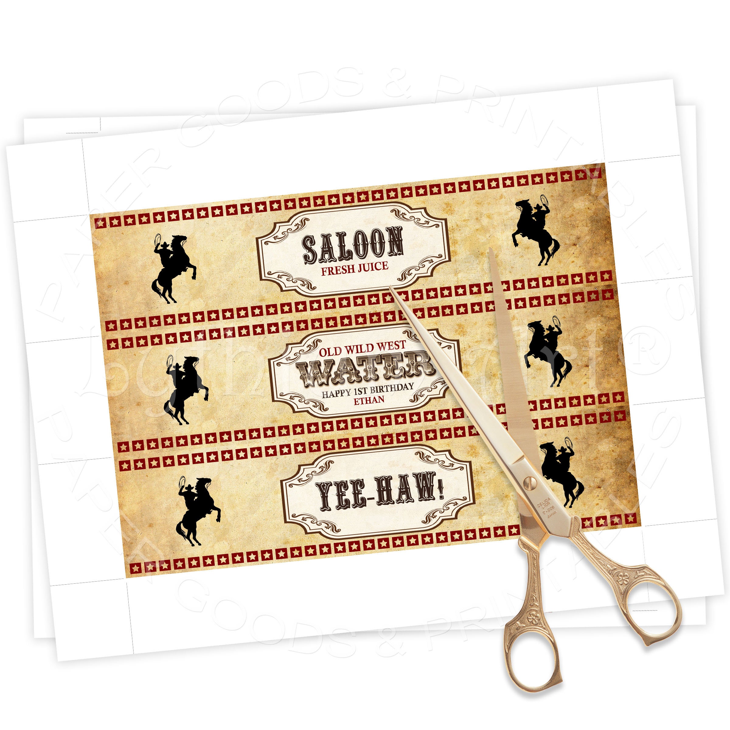 Western Printable Bottle Labels Wild West Birthday Party Any - Etsy