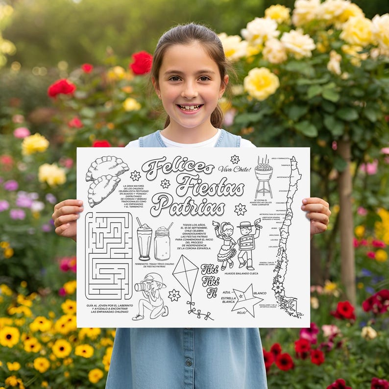 Fiestas Patrias Chile Activity Sheet, Printable Coloring Page and ...