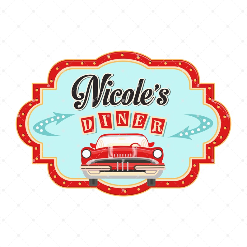 50s Sock Hop Party Sign, 1950s Vintage Diner Poster, Printable and ...