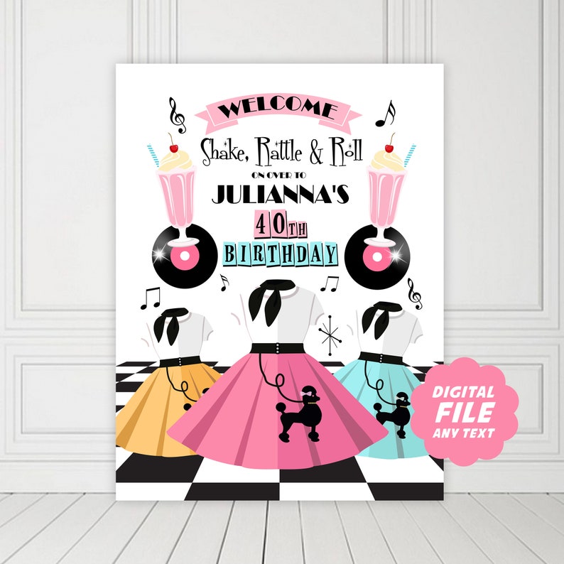 Create Your Own Sundae Party Sign, 50s Sock Hop Party Decor, Ice Cream ...