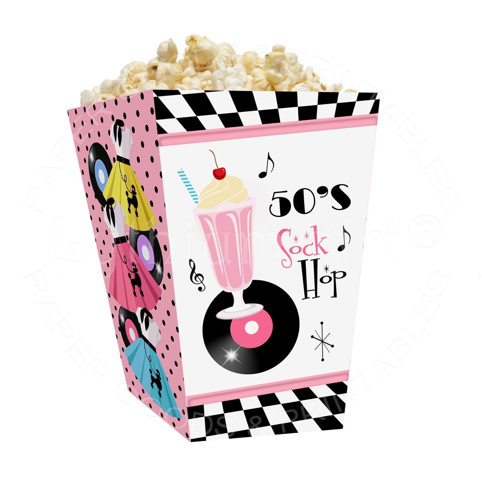 50s Sock Hop Party Favor Box Instant Download Printable Mini | Etsy