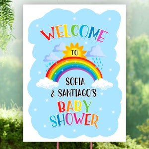 Rainbow Welcome Sign, Printable Rainbow Baby Shower Welcome Sign ...