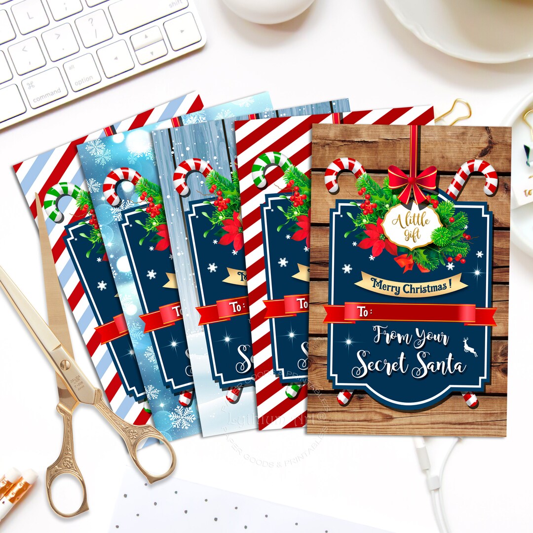 Secret Santa Gift Tags, Instant Download, Secret Santa Gift Exchange ...