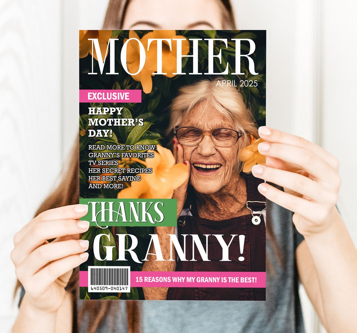 Personalized Mothers Day Magazine Cover Printable A4 | Etsy España