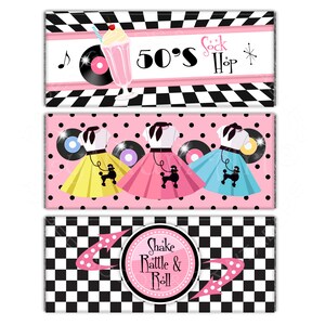 50s Sock Hop Party Chocolate Wrappers, INSTANT DOWNLOAD, 50s Candy Bar ...