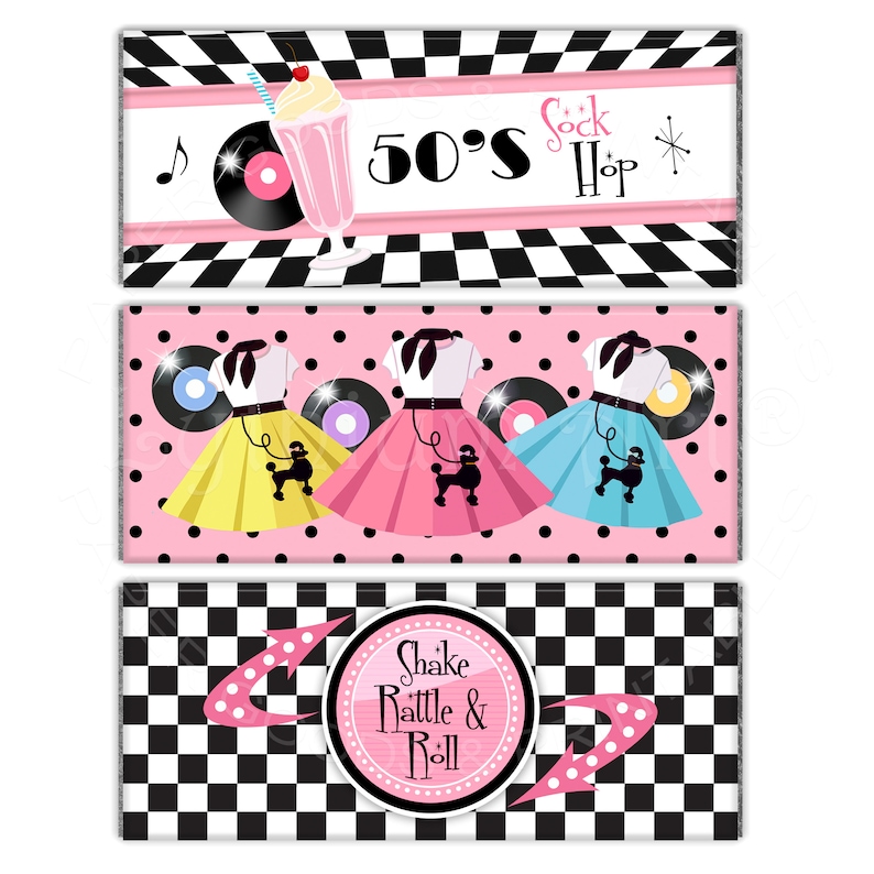 50s Sock Hop Party Chocolate Wrappers INSTANT DOWNLOAD 50s - Etsy