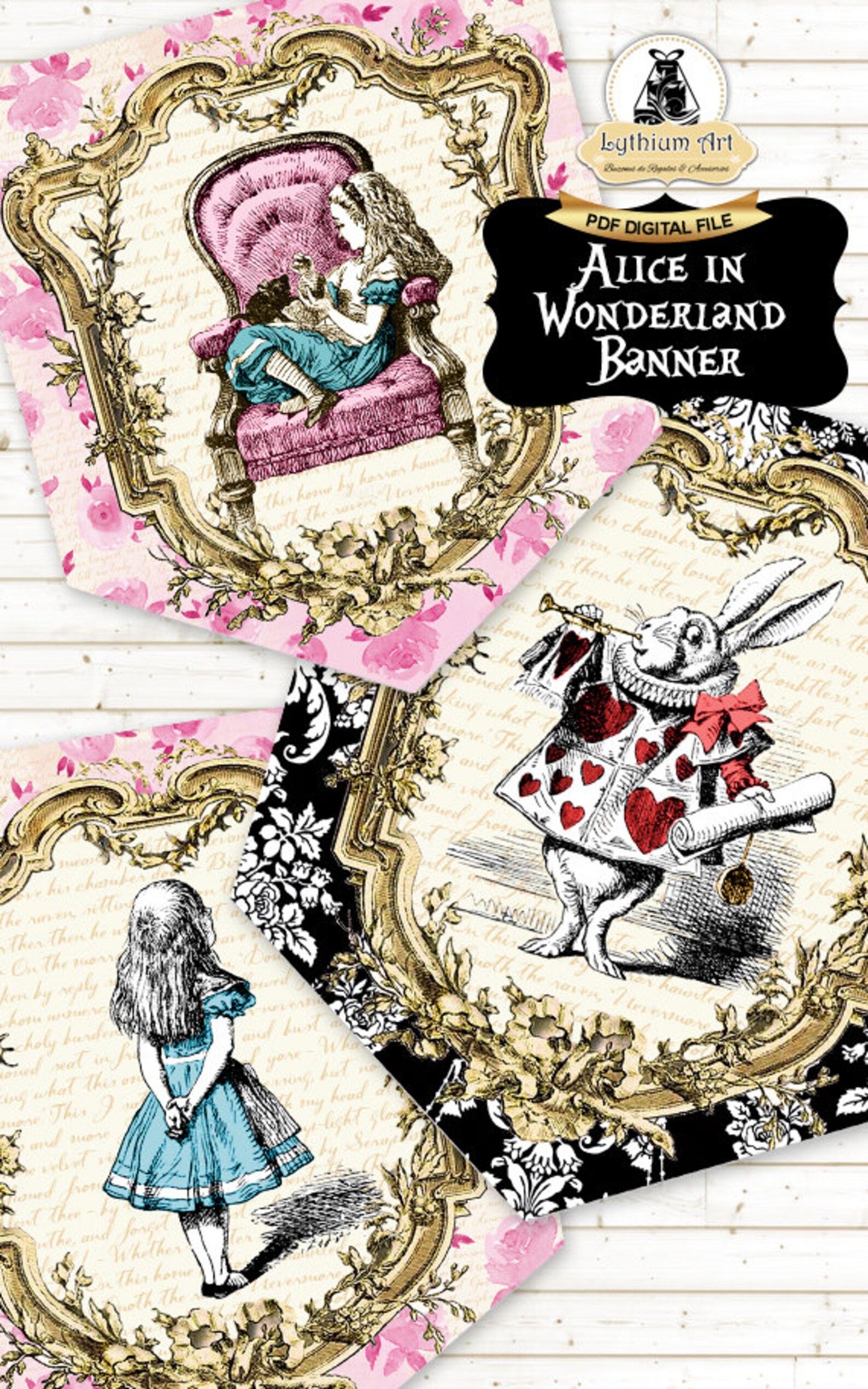ALICE IN WONDERLAND Banner Instant Download - Etsy