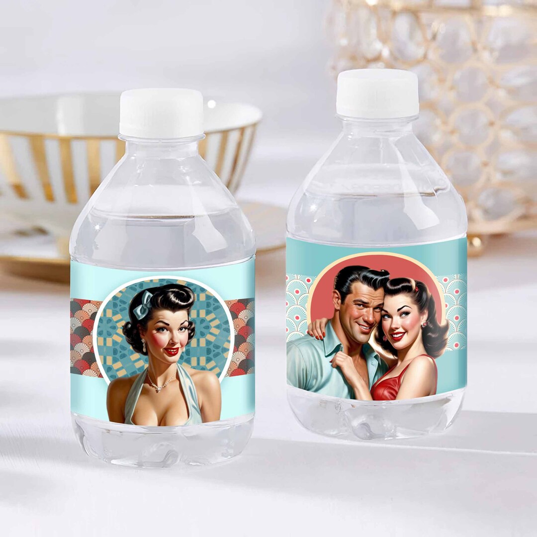 50s Sock Hop Water Bottle Labels, Instant Download, 1950s Birthday ...