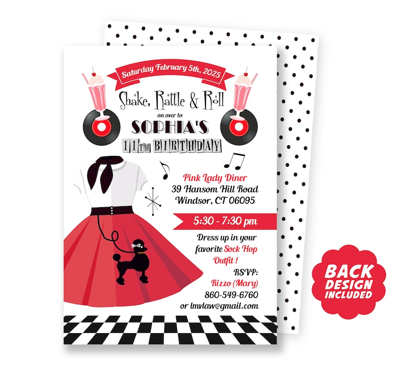 50s Sock Hop Party Sign, Instant Download, Red and Black Printable 50s ...