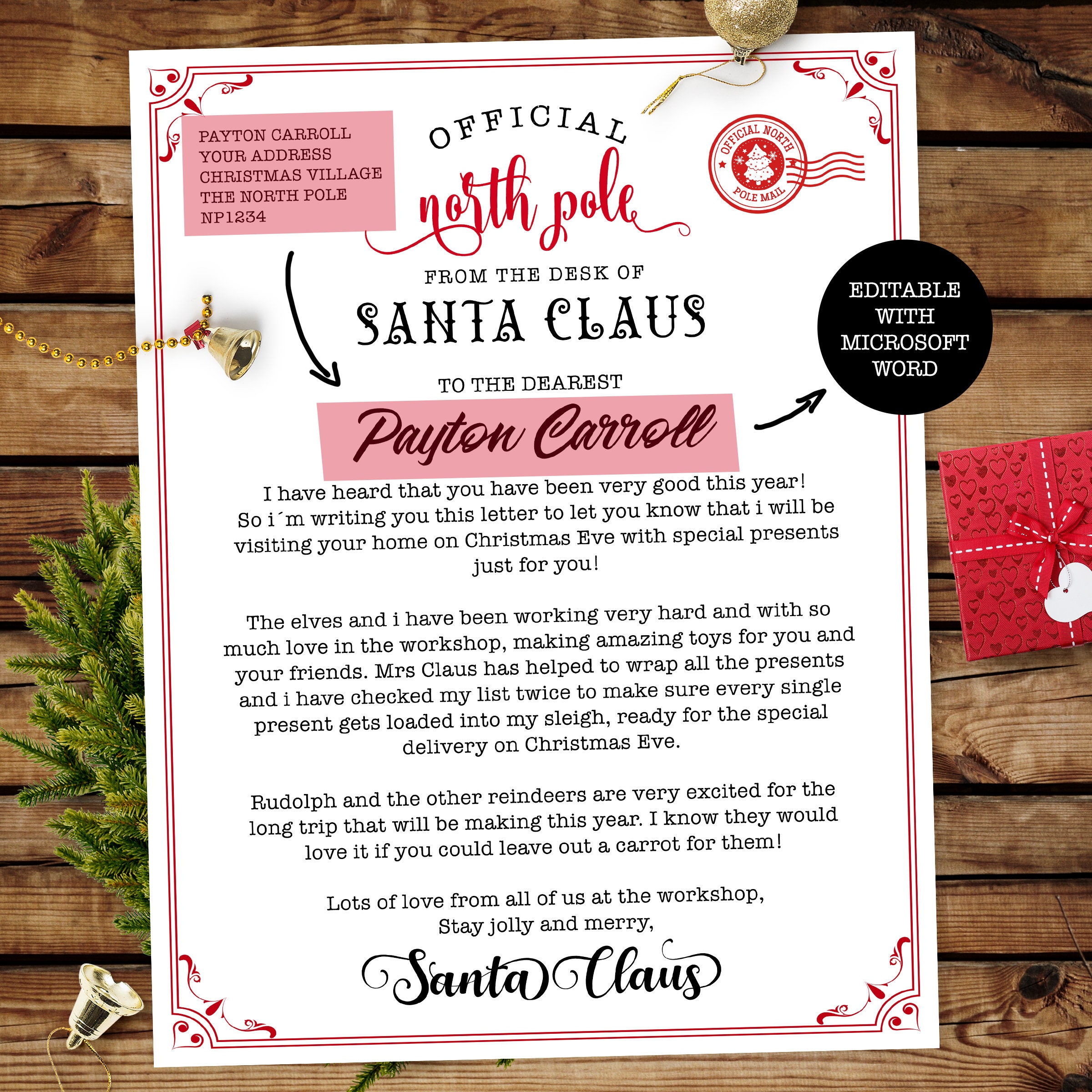 Editable Santa Letter and Nice List Certificate Instant - Etsy