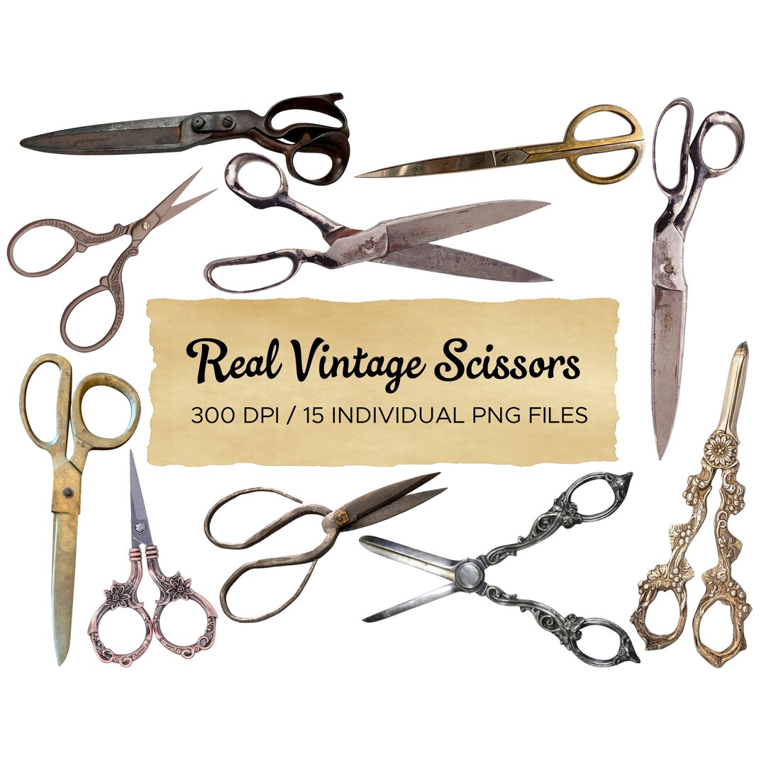 Real Scissors PNG Files Bundle, 15 PNG Real Vintage Scissors With ...