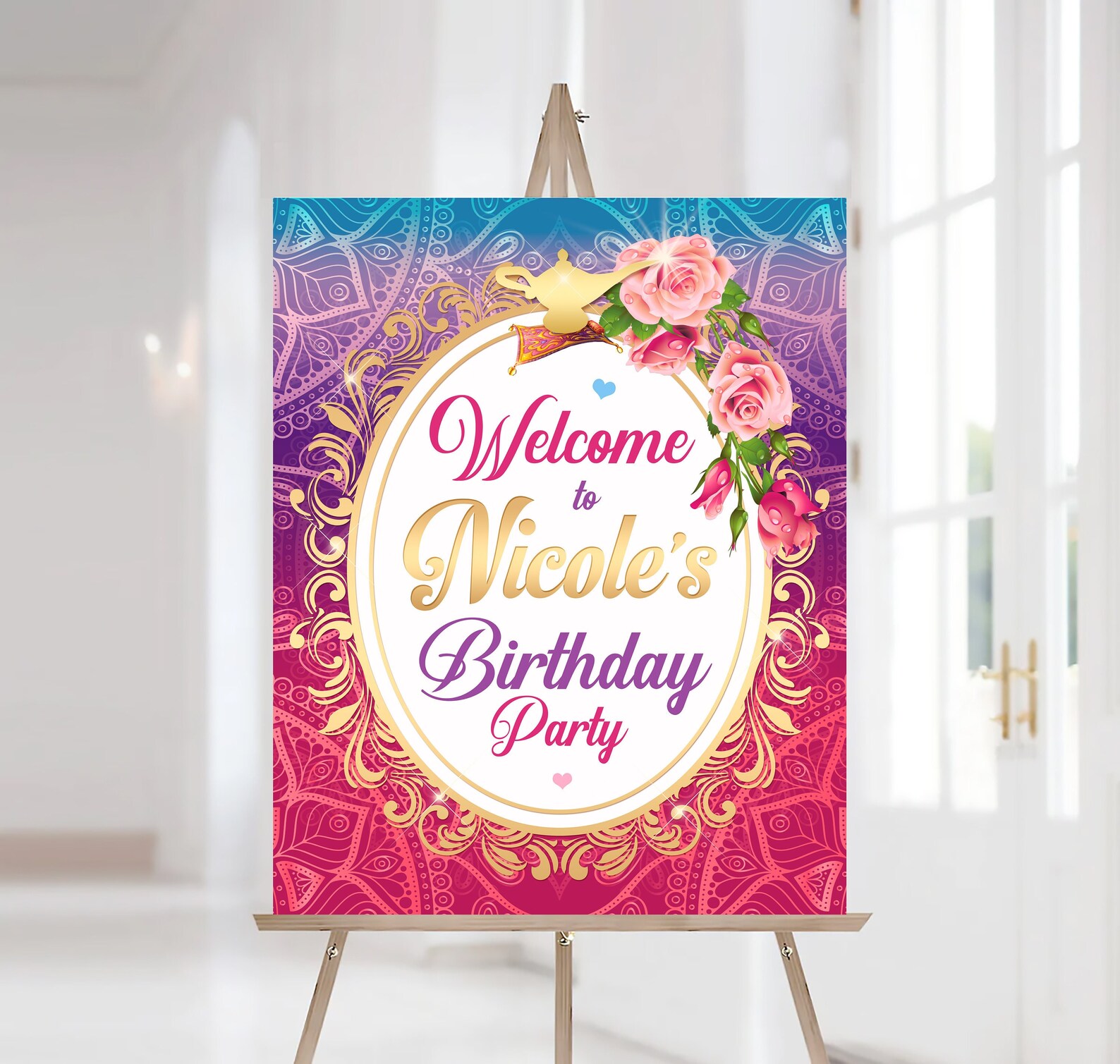 Moroccan Arabian Nights Welcome Sign Personalized Birthday - Etsy