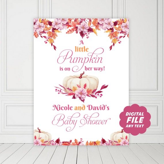 Pumpkin Party Backdrop, A Little Pumpkin is on Her Way, Baby Shower ...