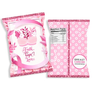 Breast Cancer Awareness Bottle Labels, Printable Pink Floral Bra ...