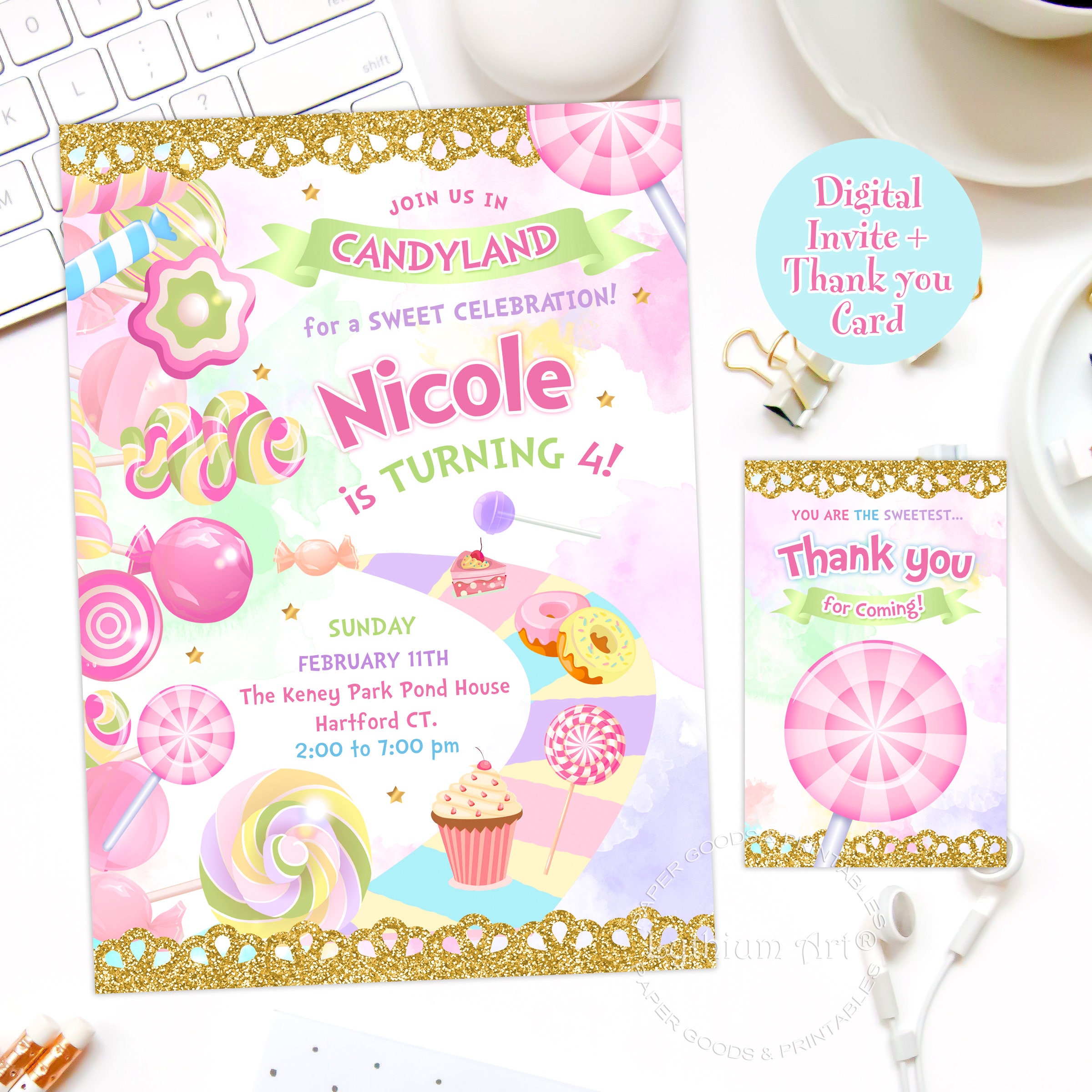 Candyland Themed Invitation Templates