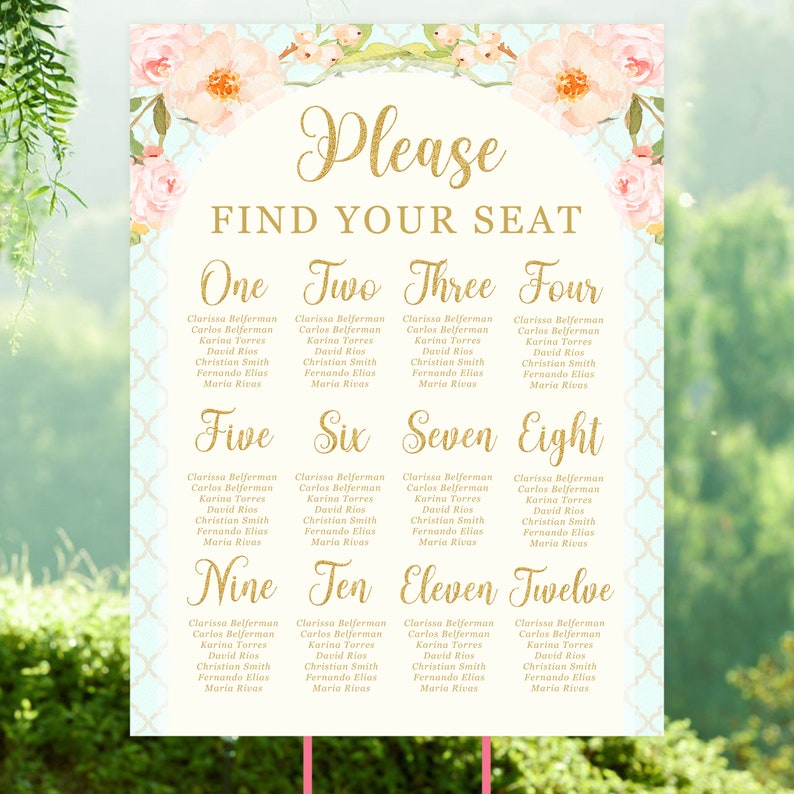 Printable Seating Chart Floral Seating Chart Personalized - Etsy