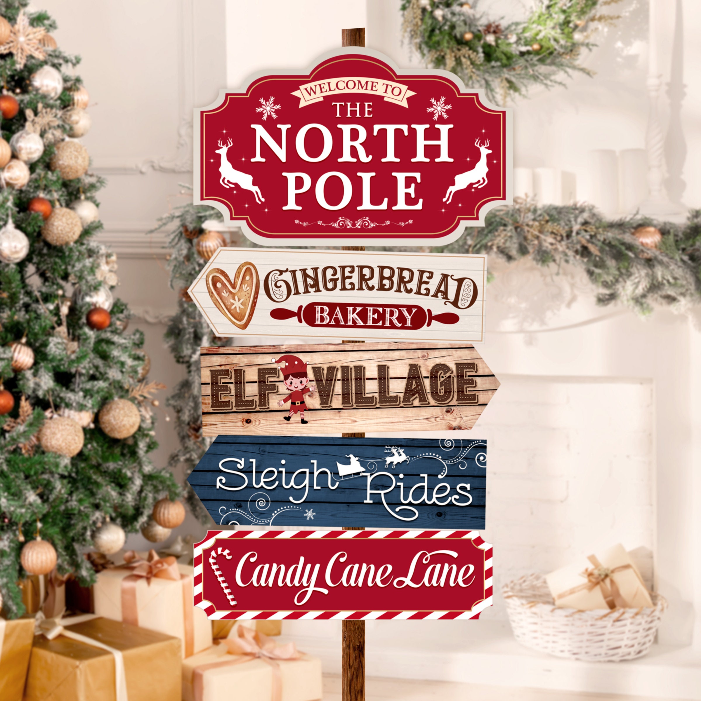 North Pole Directional Signs, Printable Christmas Party Decorations ...