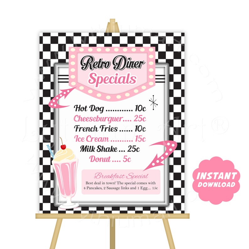 50s Sock Hop Party Signs Instant Download Colorful Retro 50s - Etsy