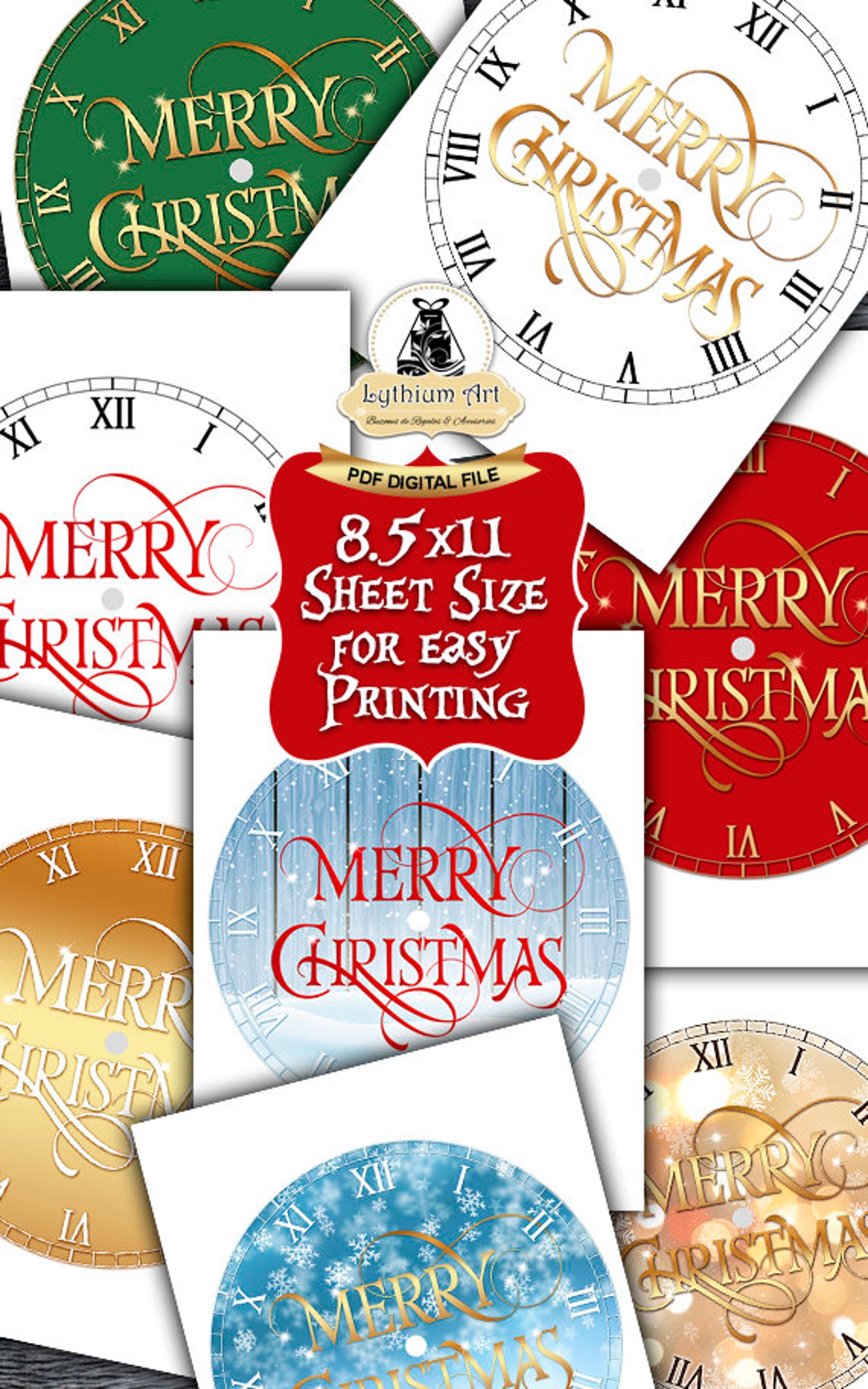 Christmas Clock Faces, Printable Clocks, Christmas Decorations, Digital ...